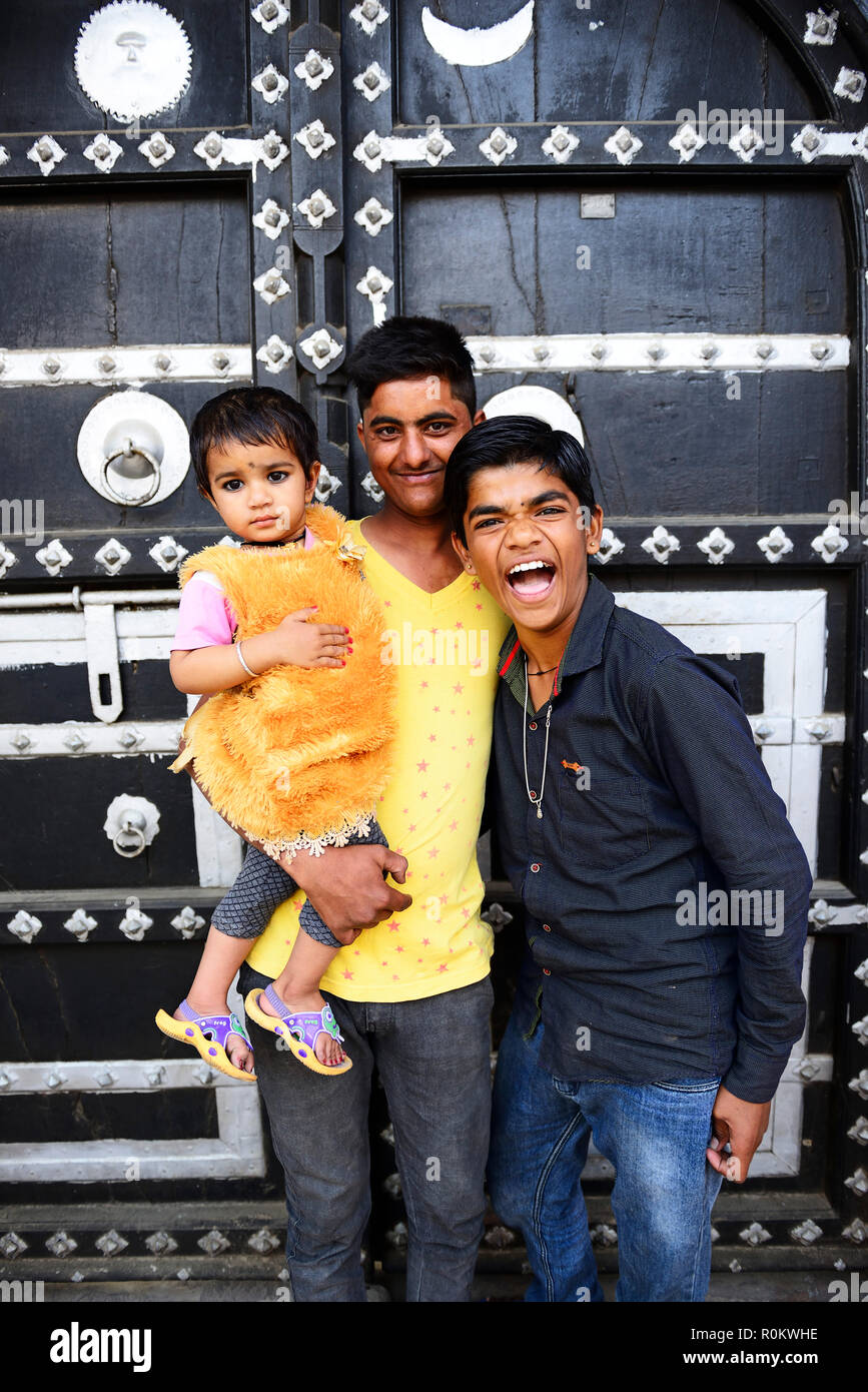 Young, modern dressed Rajasthanis, Barli, Rajasthan, India Stock Photo ...