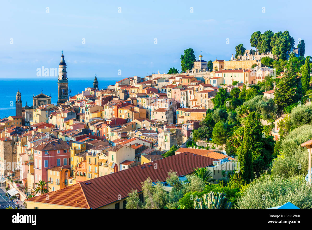 Old town architecture of Menton on French Riviera Stock Photo - Alamy