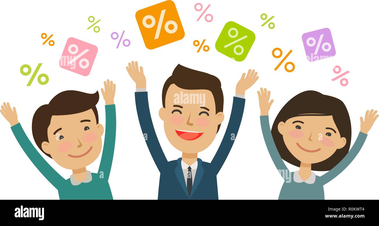 Sale, discount banner. Business, Black Friday concept. Cartoon vector ...