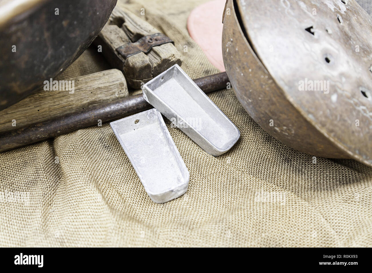 Old molds steel, detail of some old molds for the manufacture of tools ...