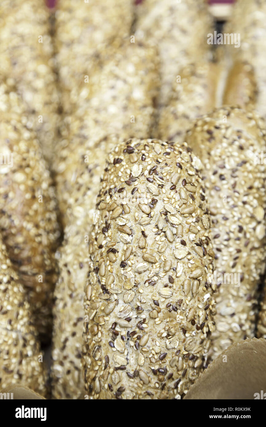 Seed bread, detail of a grain artisan breads, healthy lifestyle staple ...