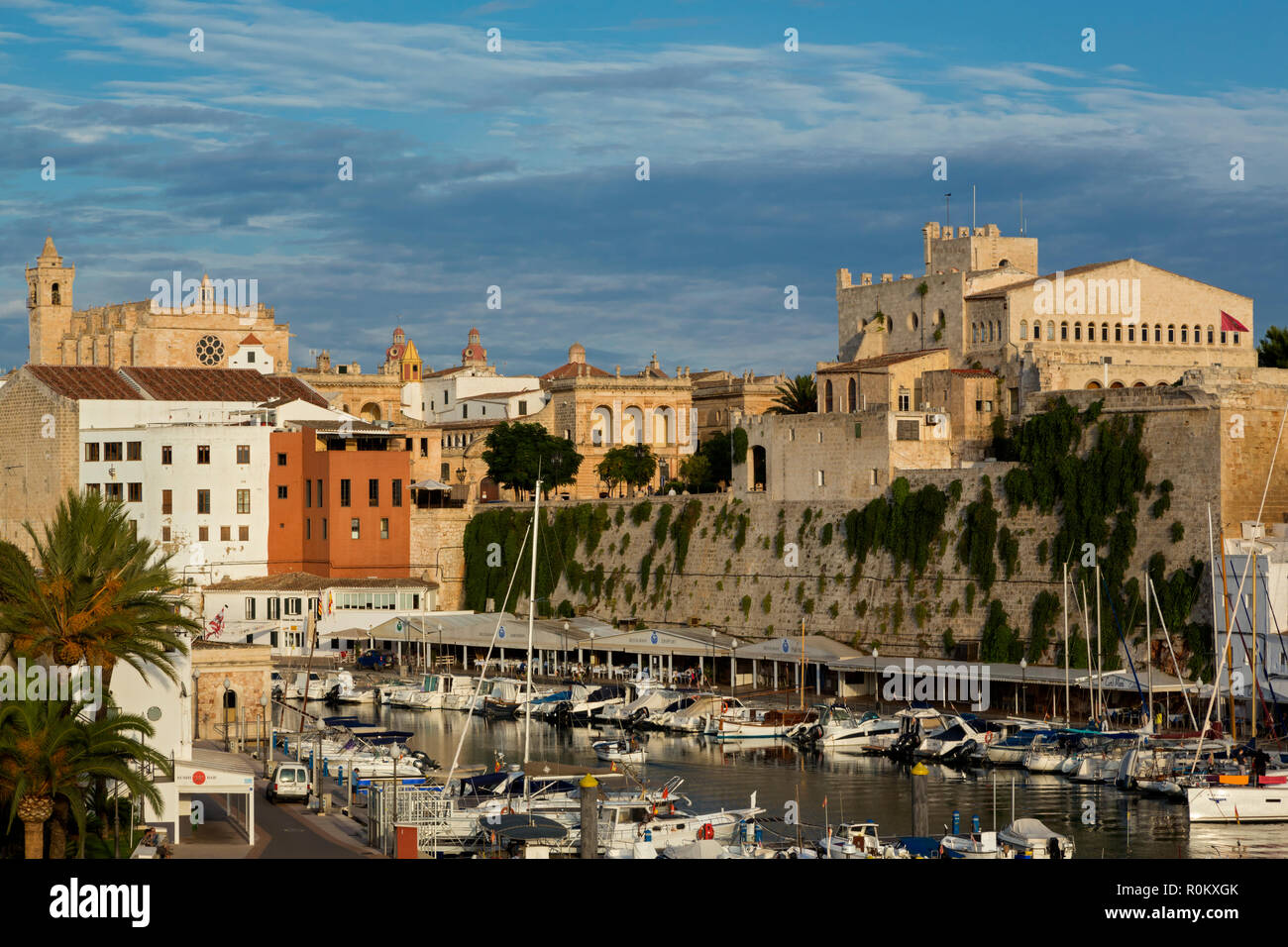 Traditional harbour of Ciutadella de Menorca.On the left side is the ...