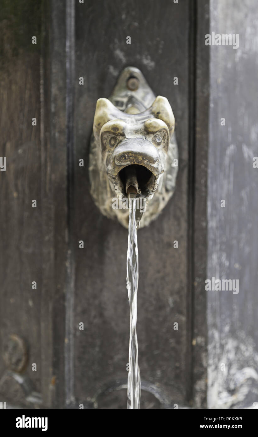 Ancient Roman fountain, detail of an old water fountain, ancient ...