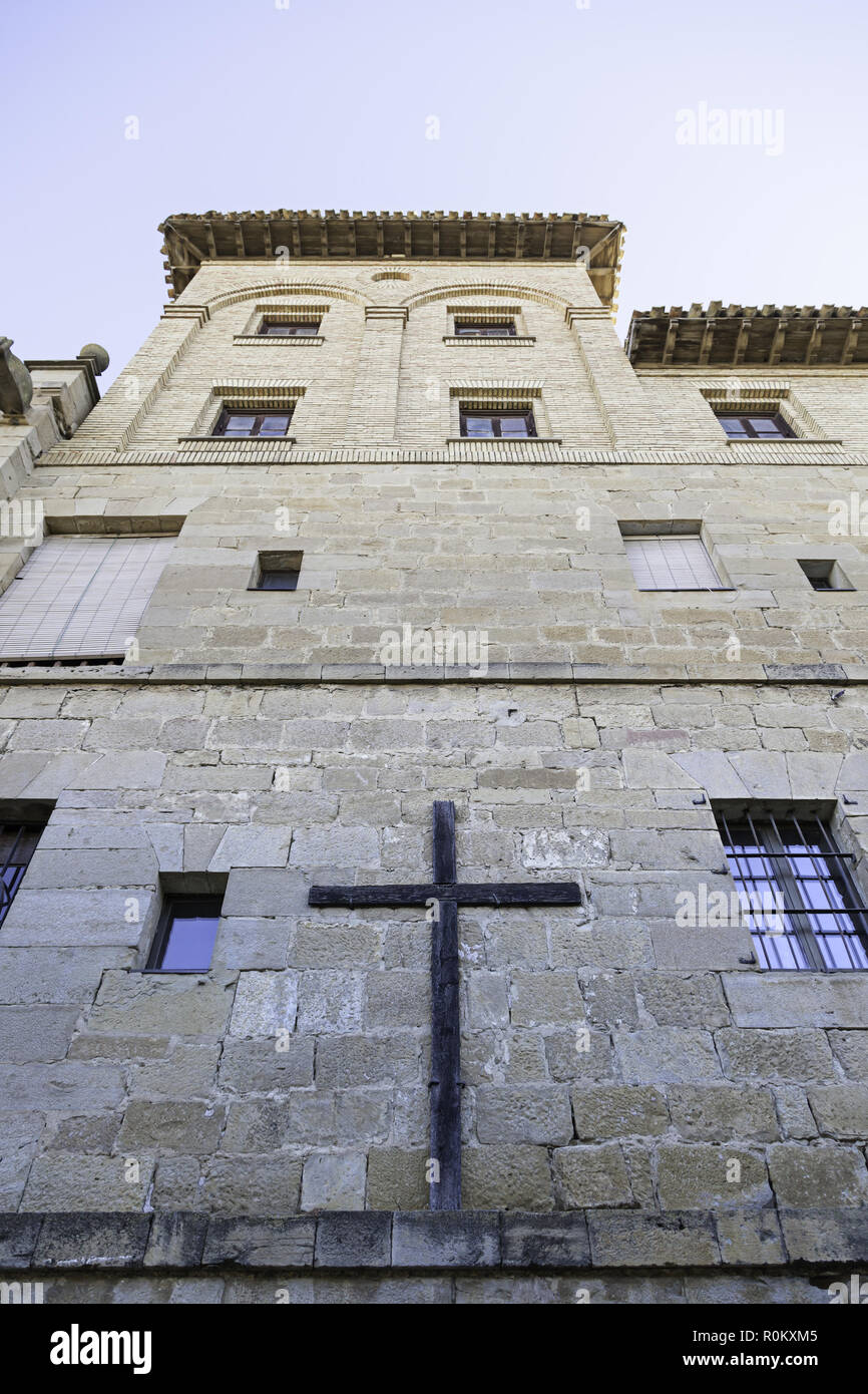 Old Spanish church, detail of an ancient religious building facade ...