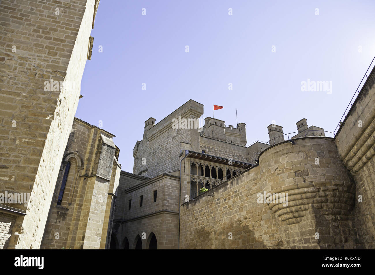 Ancient castle in Spain, detail of an old medieval fortification, art ...