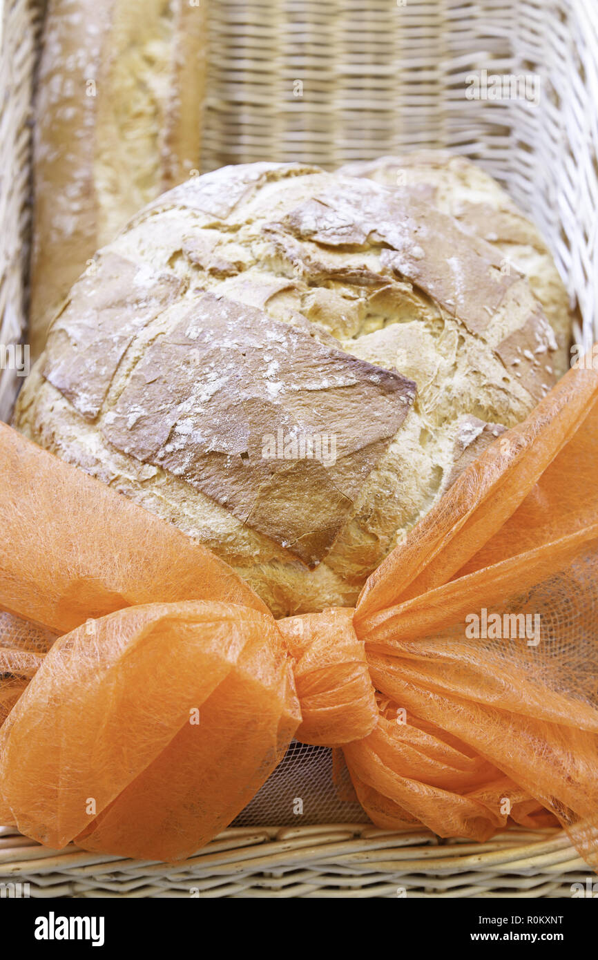 Traditional bread handmade, detail of a traditional baked bread ...