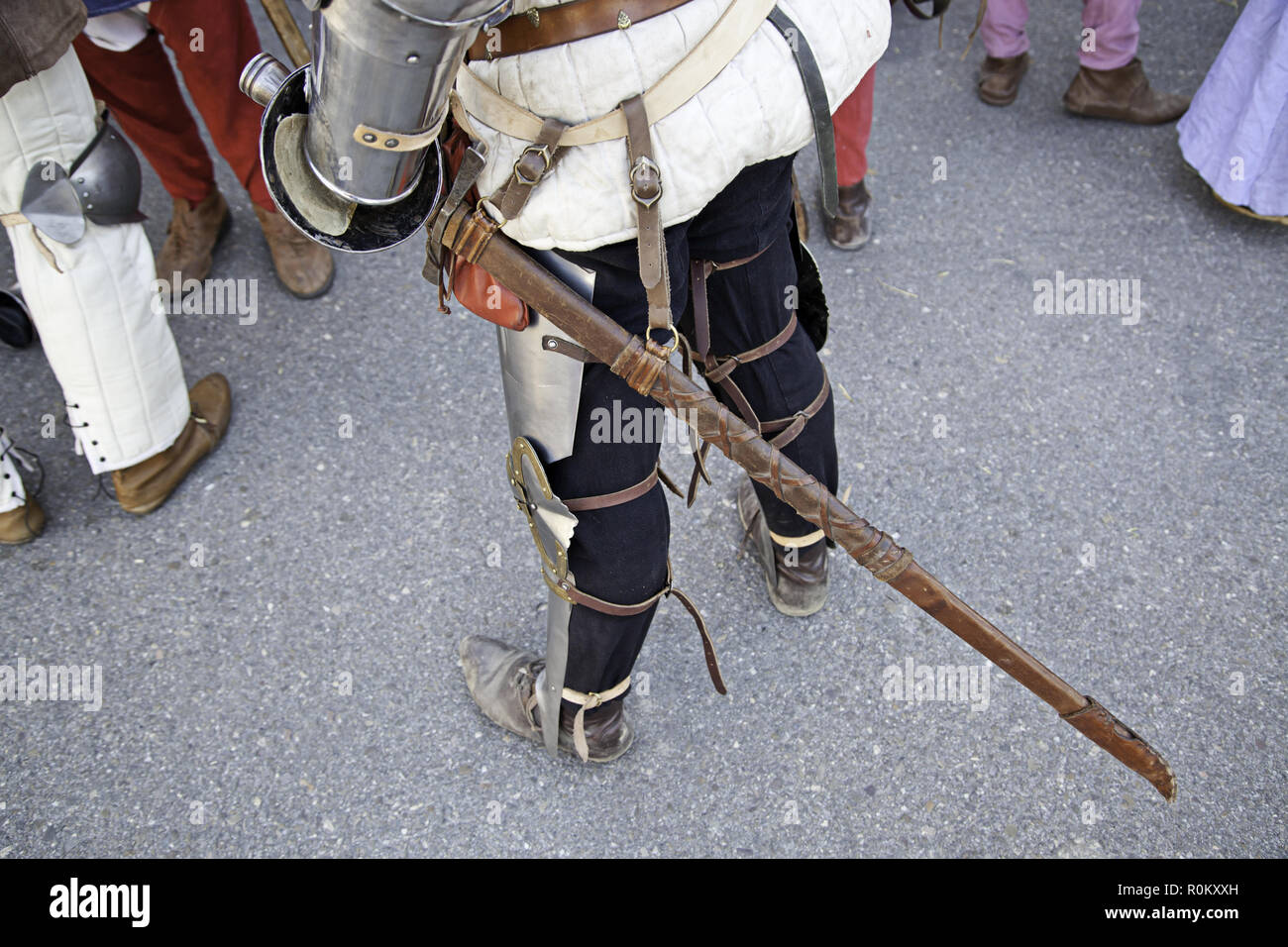 Medieval Warriors, detail of a people in a historical recreation Stock ...