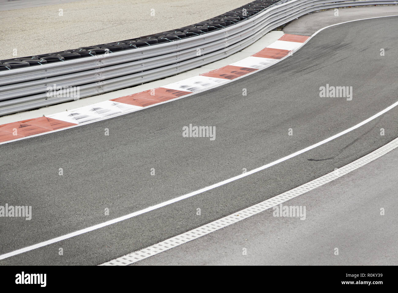 Racetrack curve, detail of old competition circuit, speed competition ...