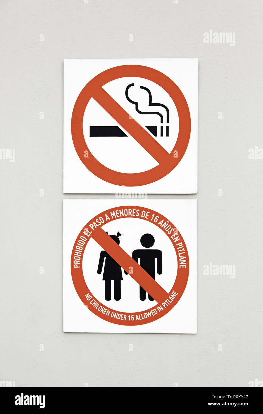 No Smoking Sign and forbidden minors, prohibition detail signals in the ...