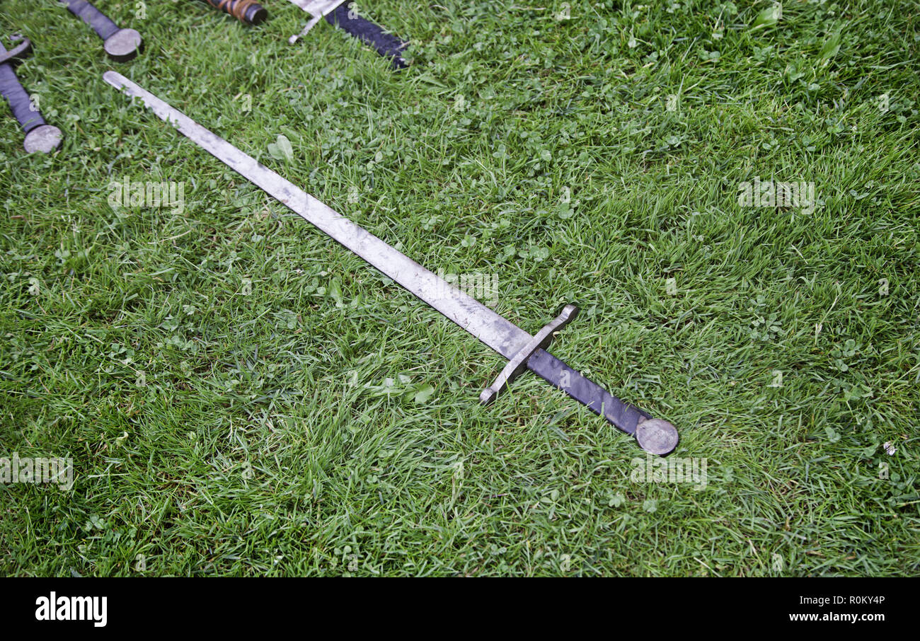 Old medieval sword, detail of an old steel weapon, war and death Stock ...