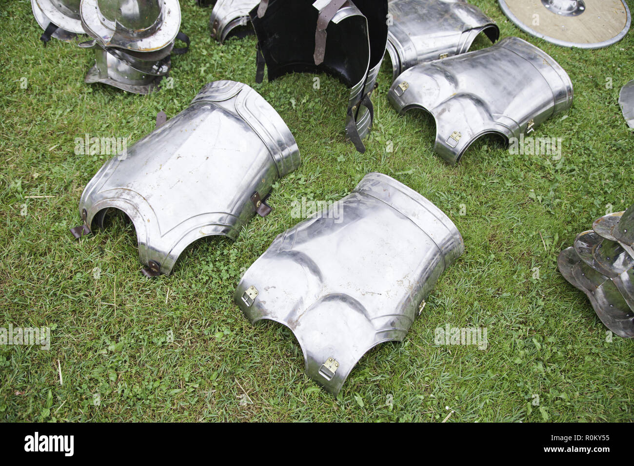 Part of medieval armor, detail of an old and classic metallic armor ...