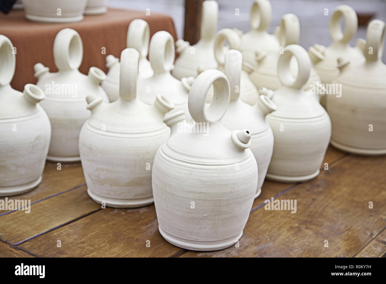 Spanish clay jug, detail of a ceramic containers for liquids, Spanish ...