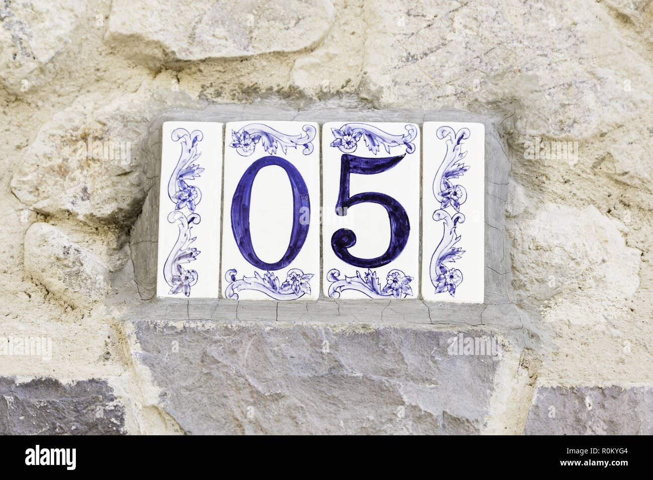 Plate with number five plate detail information with a figure Stock ...