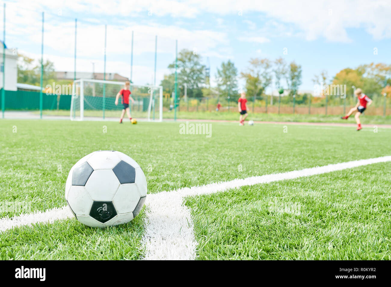 Football Ball on Field Stock Photo - Alamy