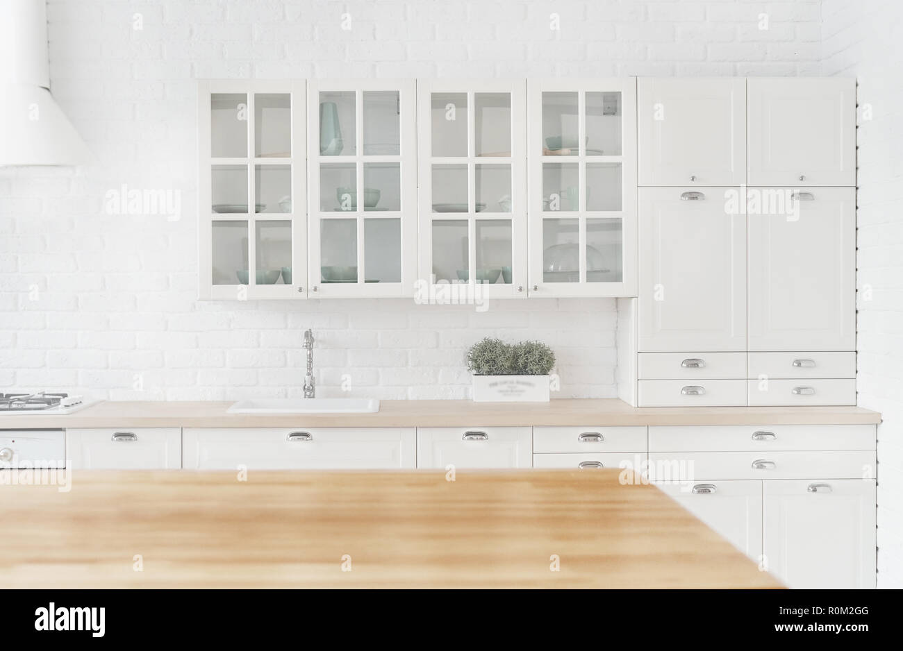 Kitchen table. Kitchen background Stock Photo - Alamy