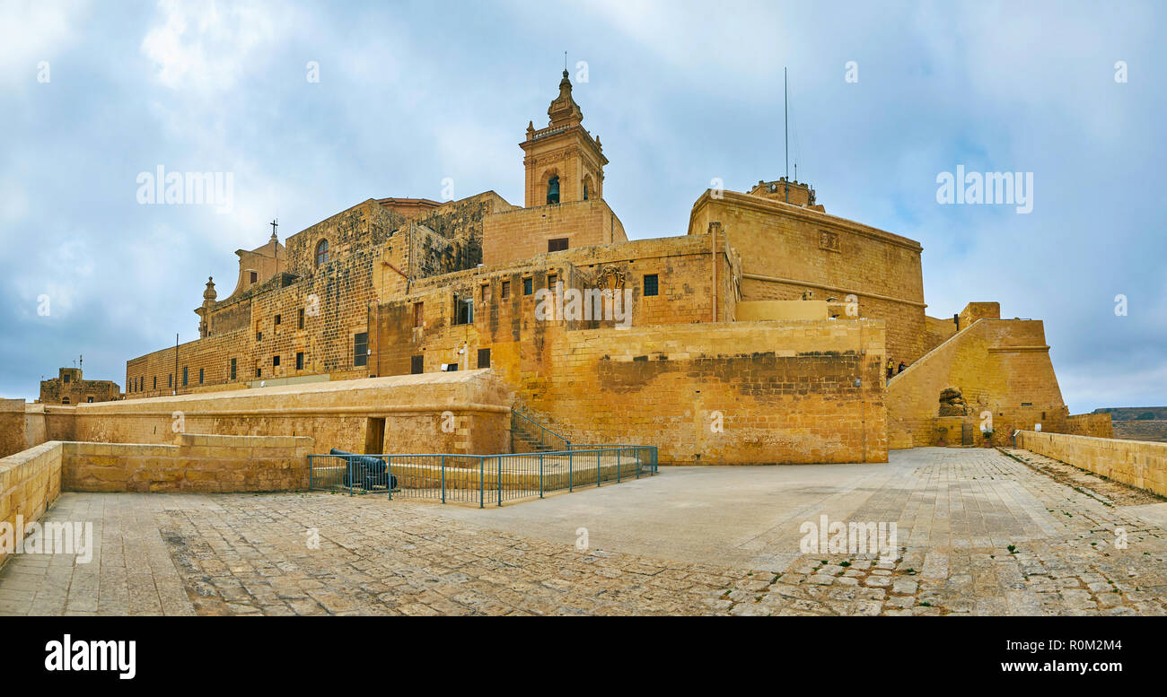 Panorama of Rabat Citadel fortifications from the St John demi-bastion ...