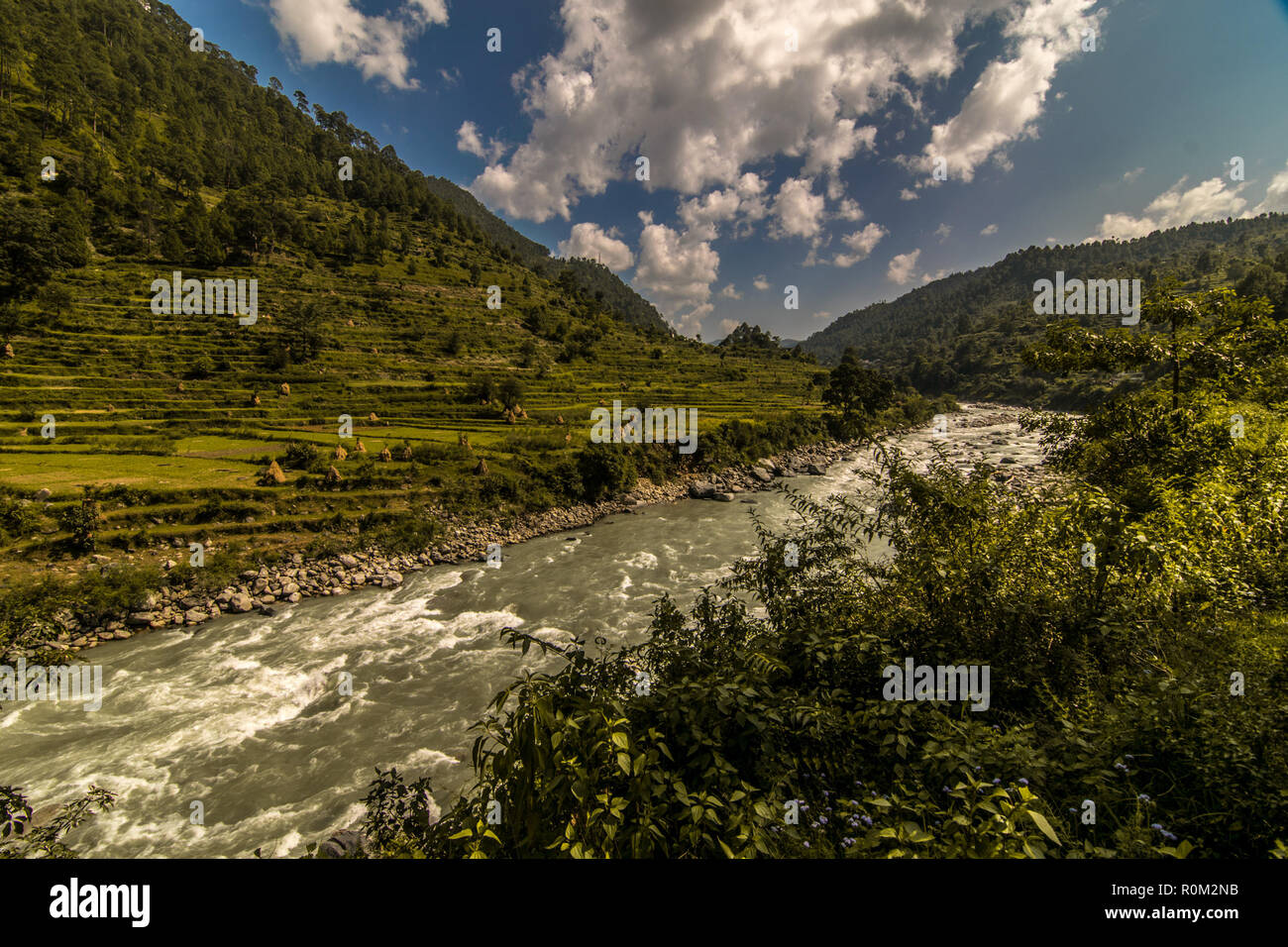 Sunset in Mountains, Ganga River, Uttrakhand, India Stock Photo - Alamy