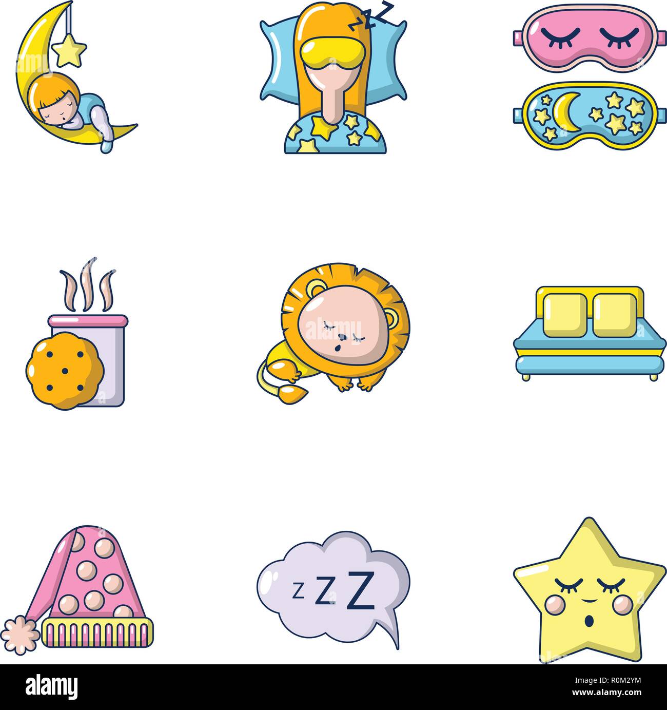 Deep sleep icons set, cartoon style Stock Vector Image & Art - Alamy