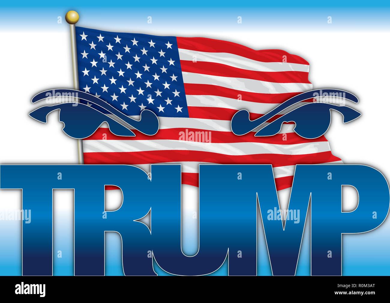 Donald Trump eyes and name on the US flag, vector illustration Stock ...