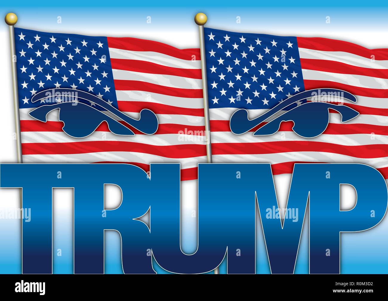 Donald Trump eyes and name on the US flag, vector illustration Stock ...