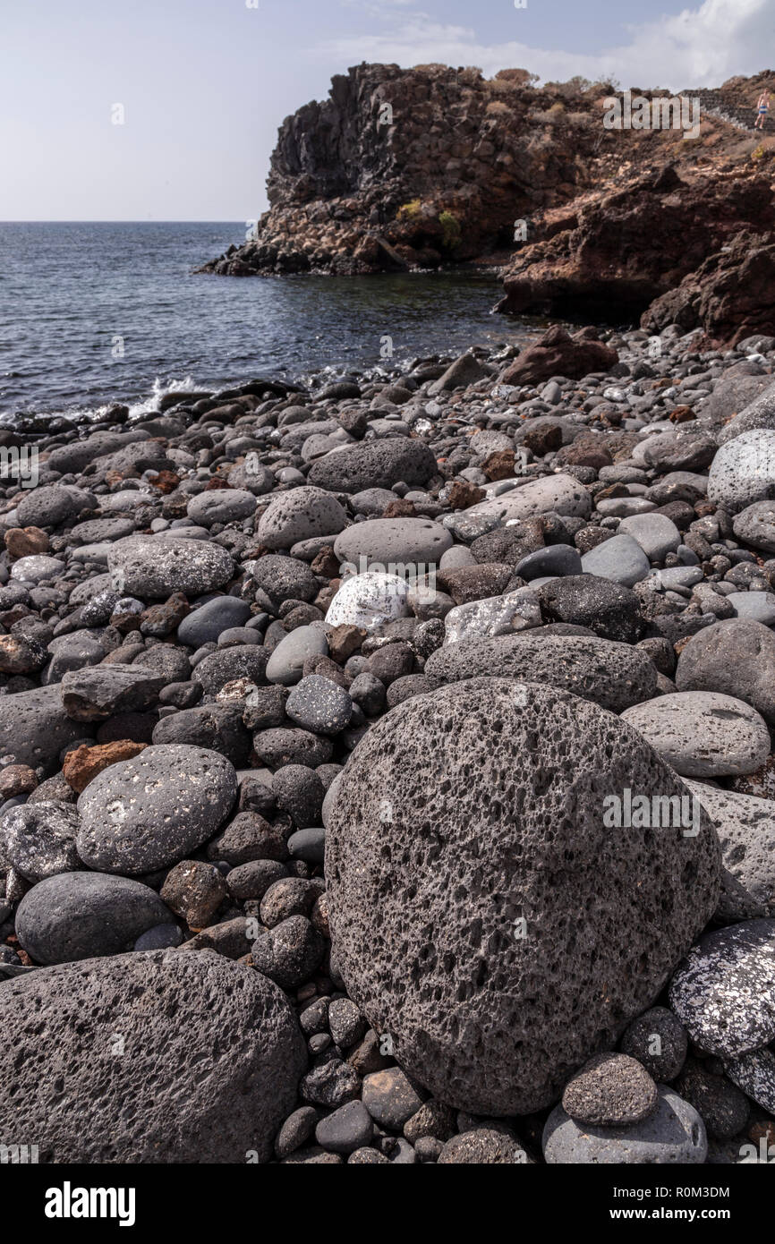 Volcanic pumice rocks on the Atlantic shore of Tenerife at Amarilla in ...