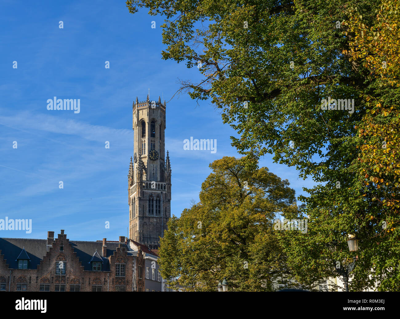 The Belfry of Bruges (Belfort van Brugge), a medieval bell tower in the ...