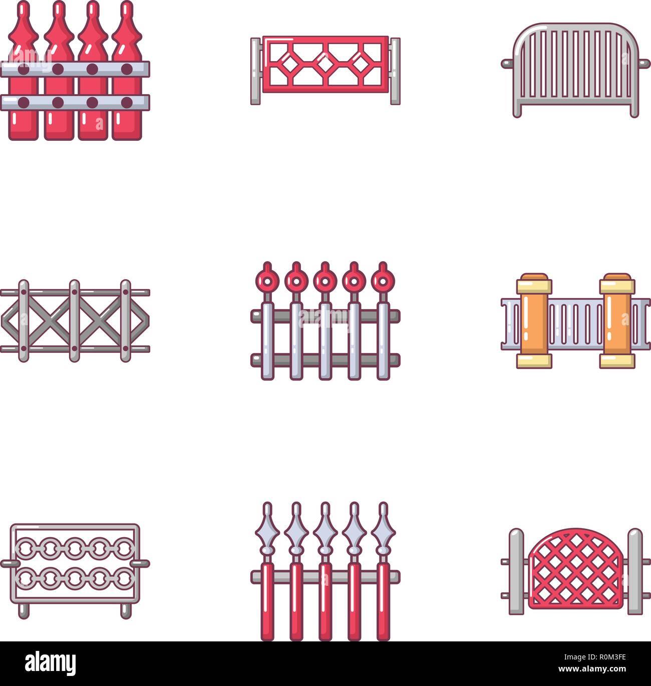 Protective fence icons set, cartoon style Stock Vector Image & Art - Alamy