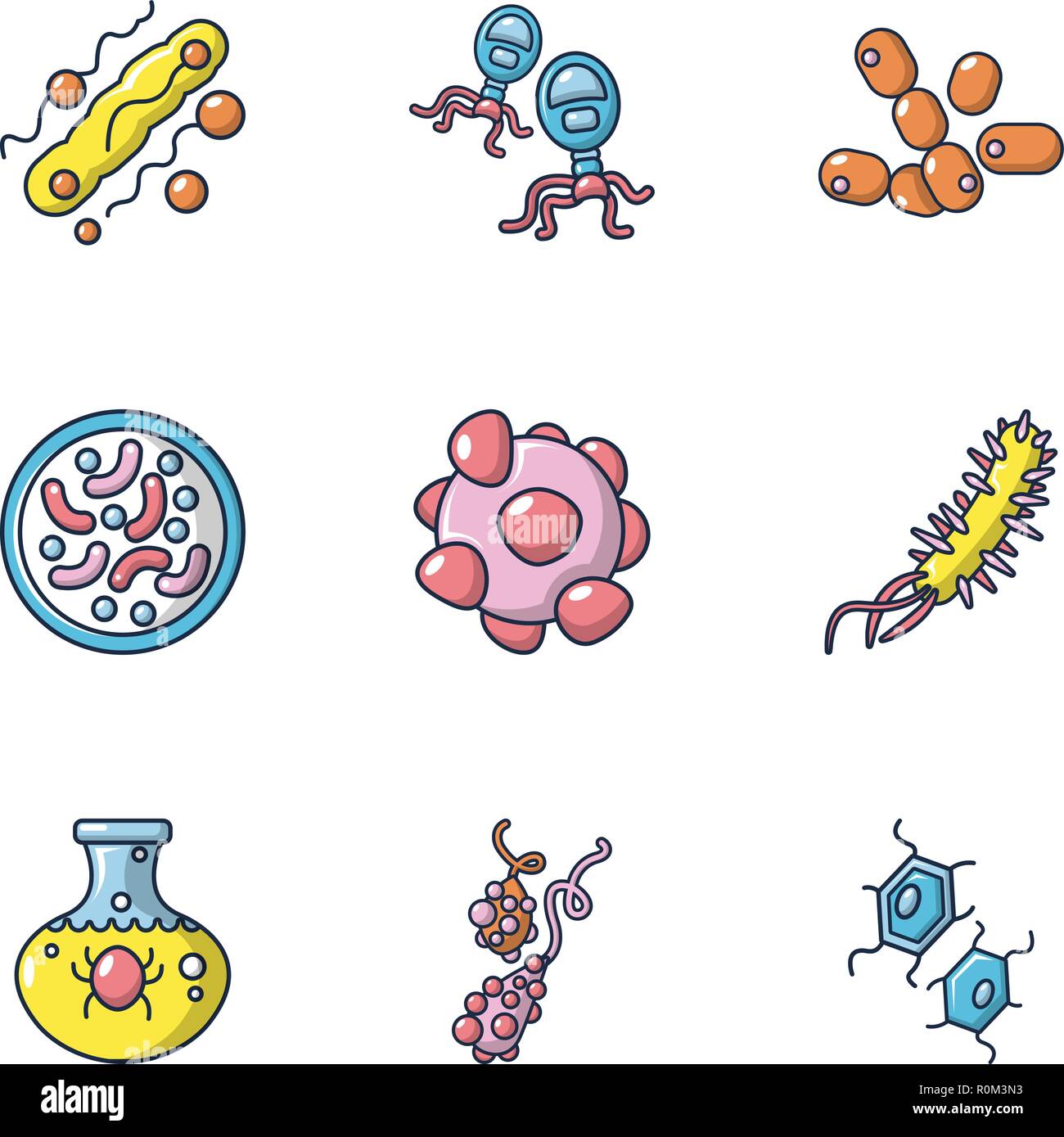 Microbe danger icons set, cartoon style Stock Vector Image & Art - Alamy