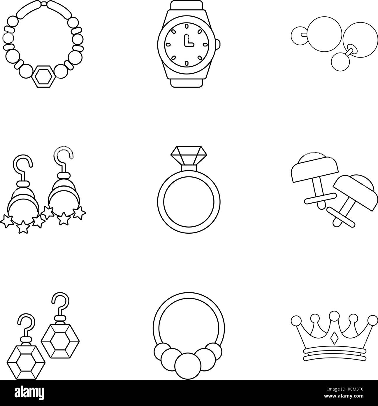 Princely jewellery icons set, outline style Stock Vector Image & Art ...