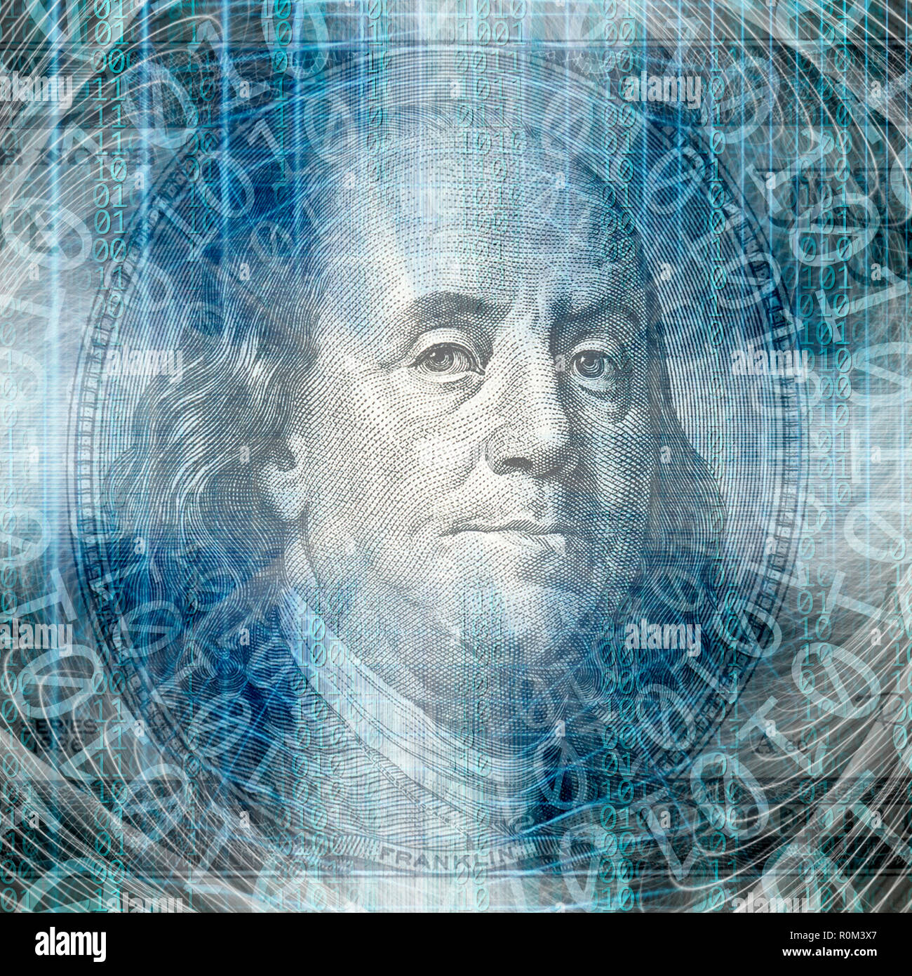 Conceptual internet business image of binary code tecnology with money ...
