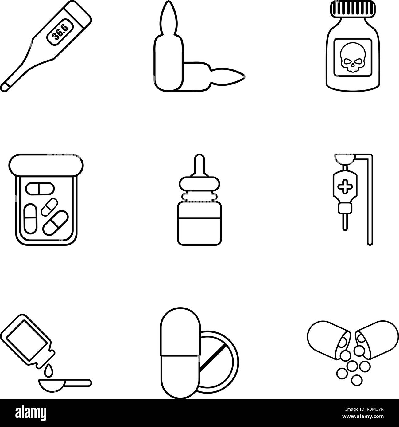 Bane icons set, outline style Stock Vector Image & Art - Alamy