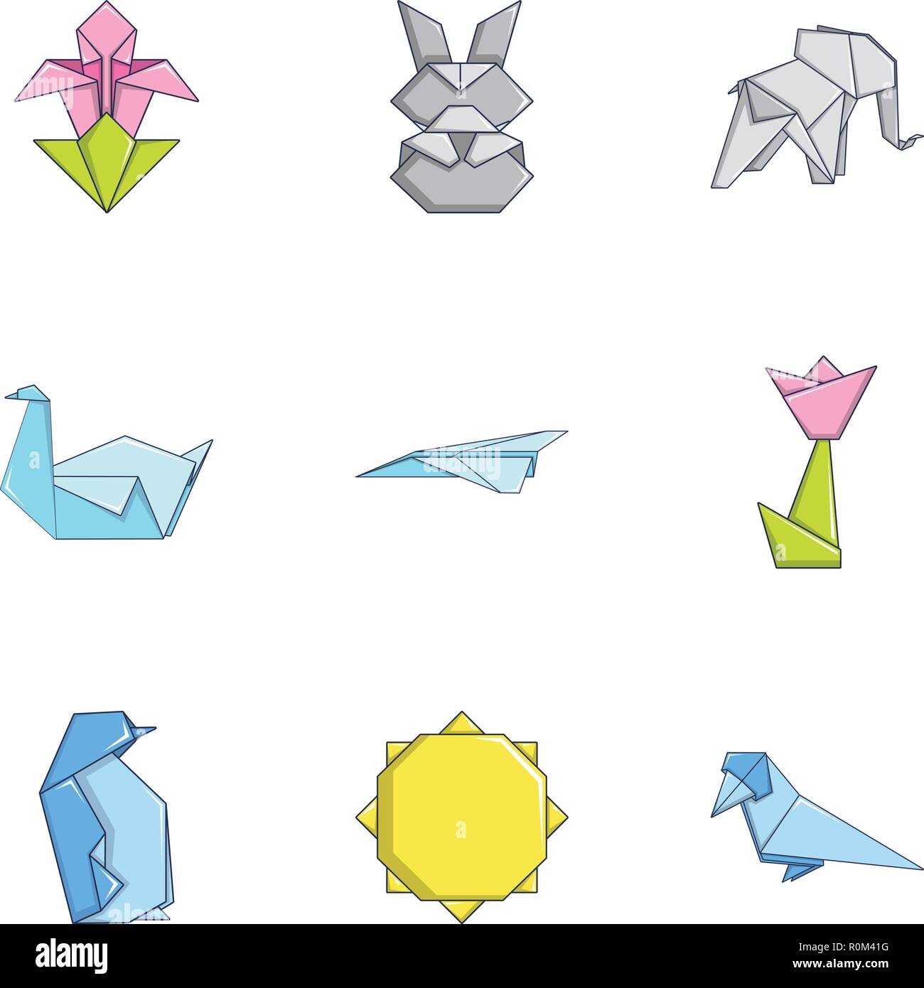 Contour icons set, cartoon style Stock Vector Image & Art - Alamy