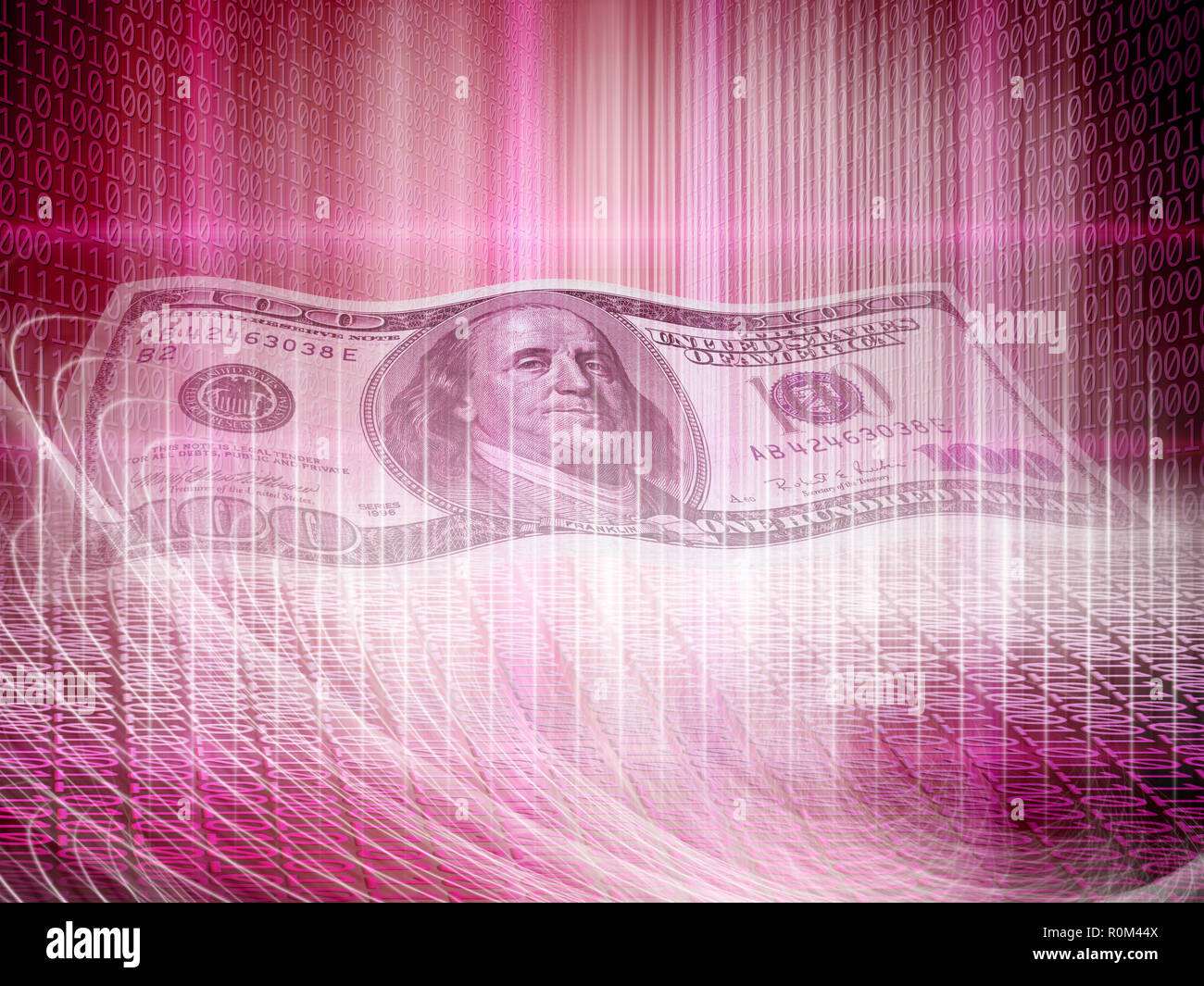 Conceptual internet business image of binary code tecnology with money ...