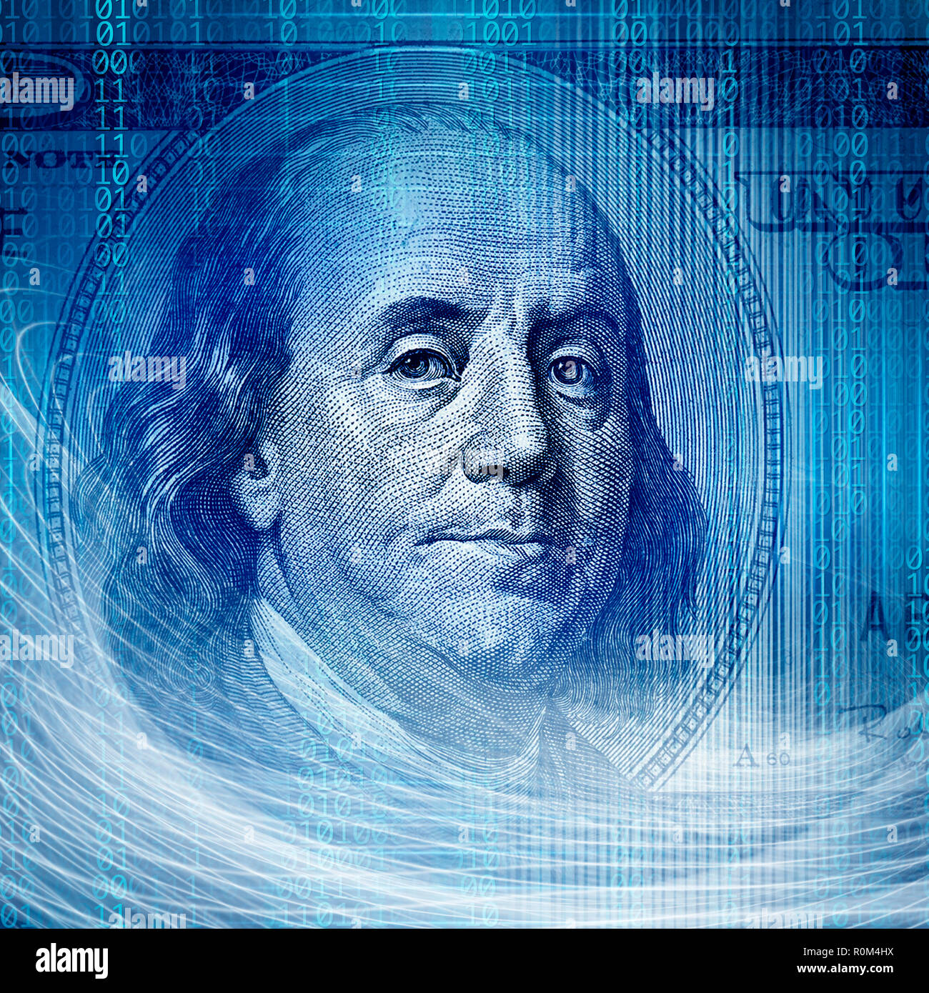 Conceptual internet business image of binary code tecnology with money ...