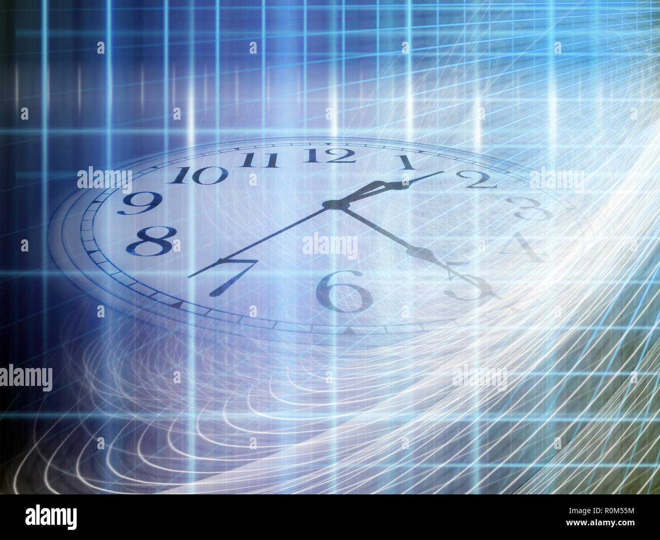 conceptual technology and time image of clock and abstract lights Stock ...