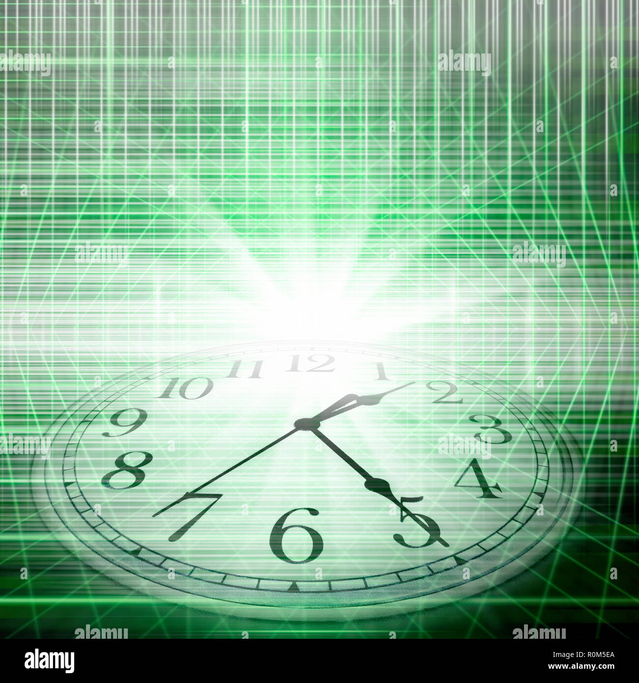 conceptual technology and time image of clock and abstract lights Stock ...