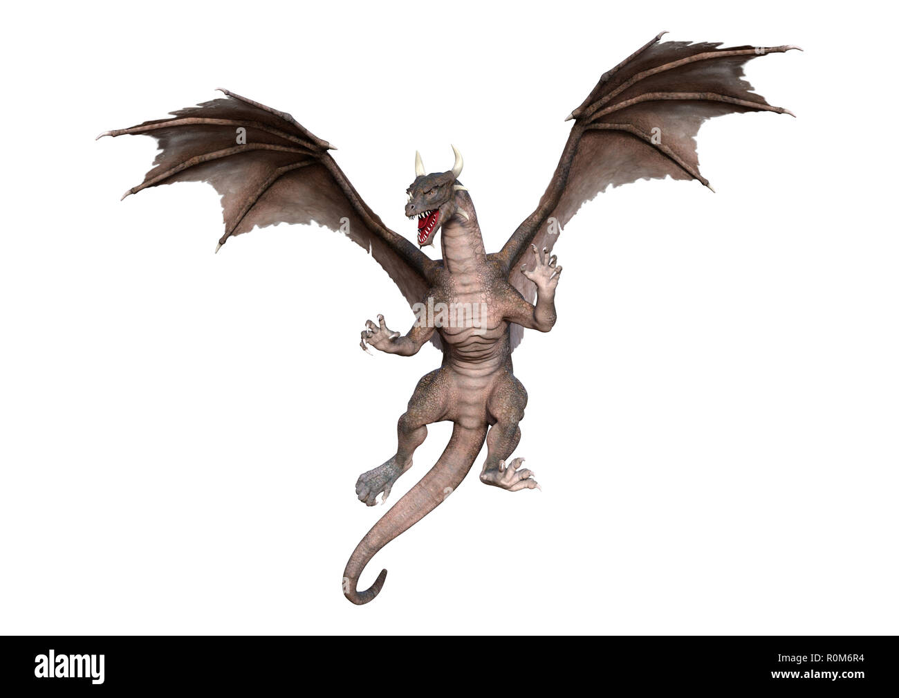 3D rendering of a fantasy dragon isolated on white background Stock ...