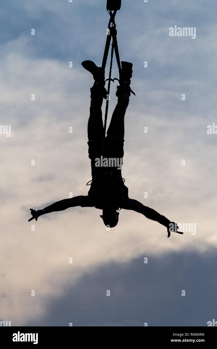 Silhouette man falling jumping hi-res stock photography and images - Alamy