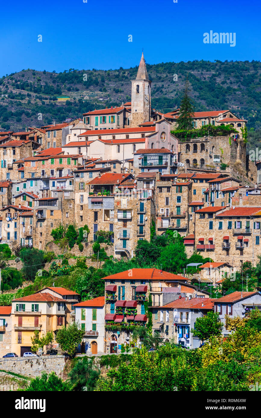 View of Apricale in the Province of Imperia, Liguria, Italy Stock Photo ...