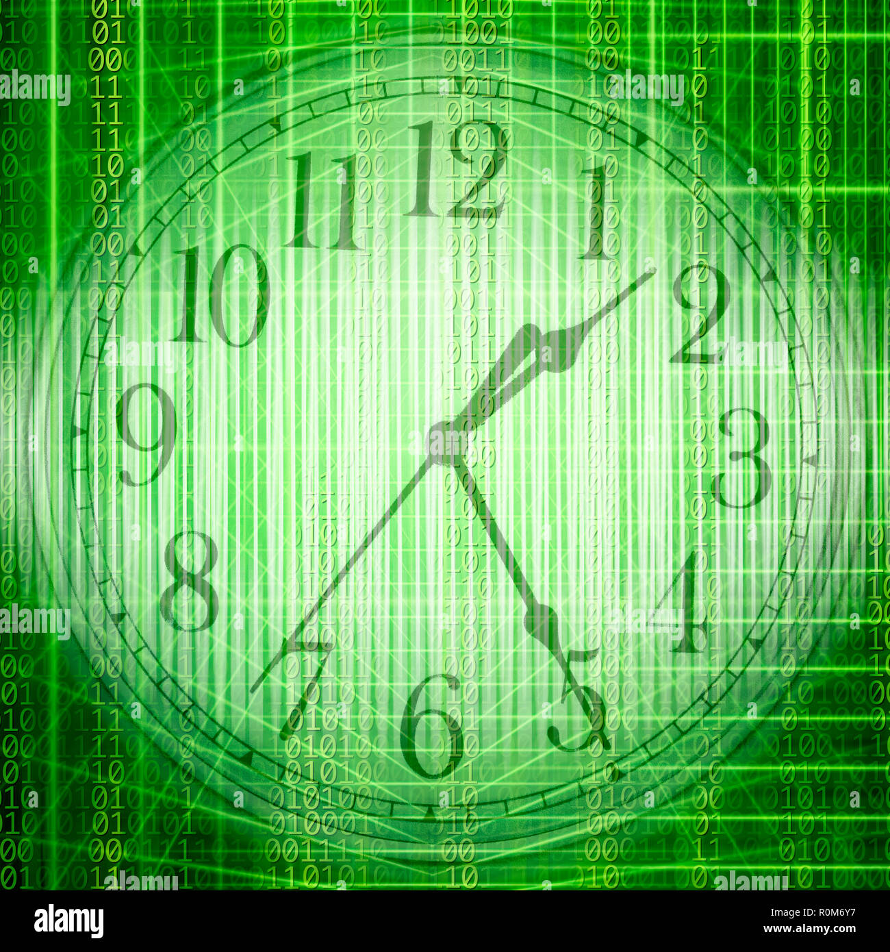 Glowing green clock hi-res stock photography and images - Alamy