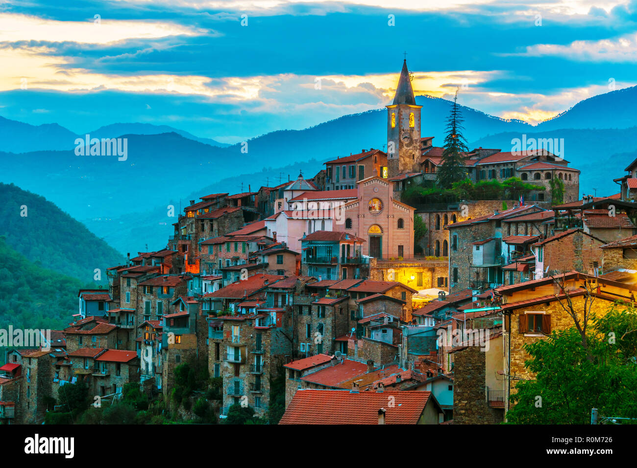 View of Apricale in the Province of Imperia, Liguria, Italy Stock Photo ...