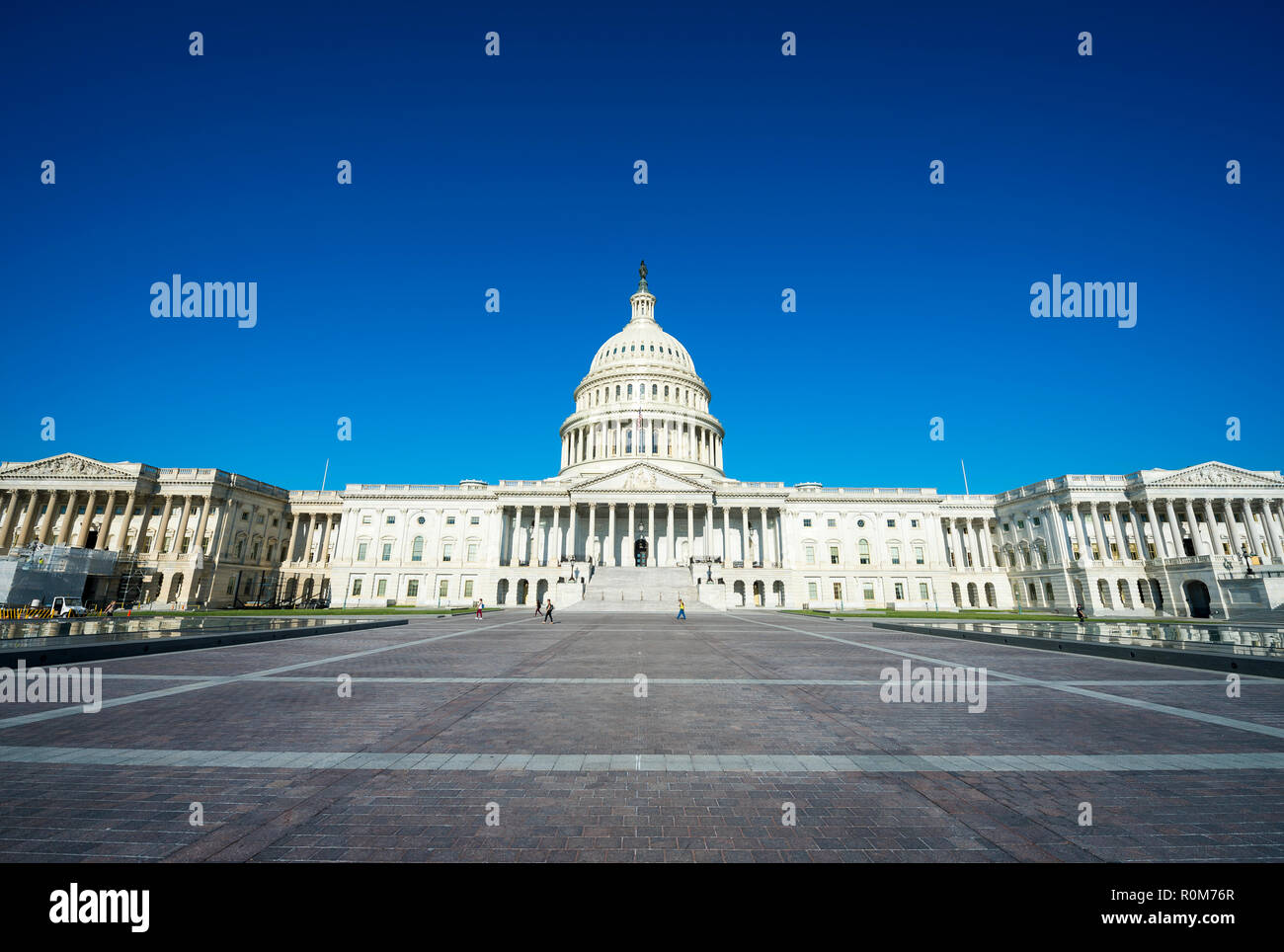 Bright scenic morning view of the empty plaza in front of the Capitol ...