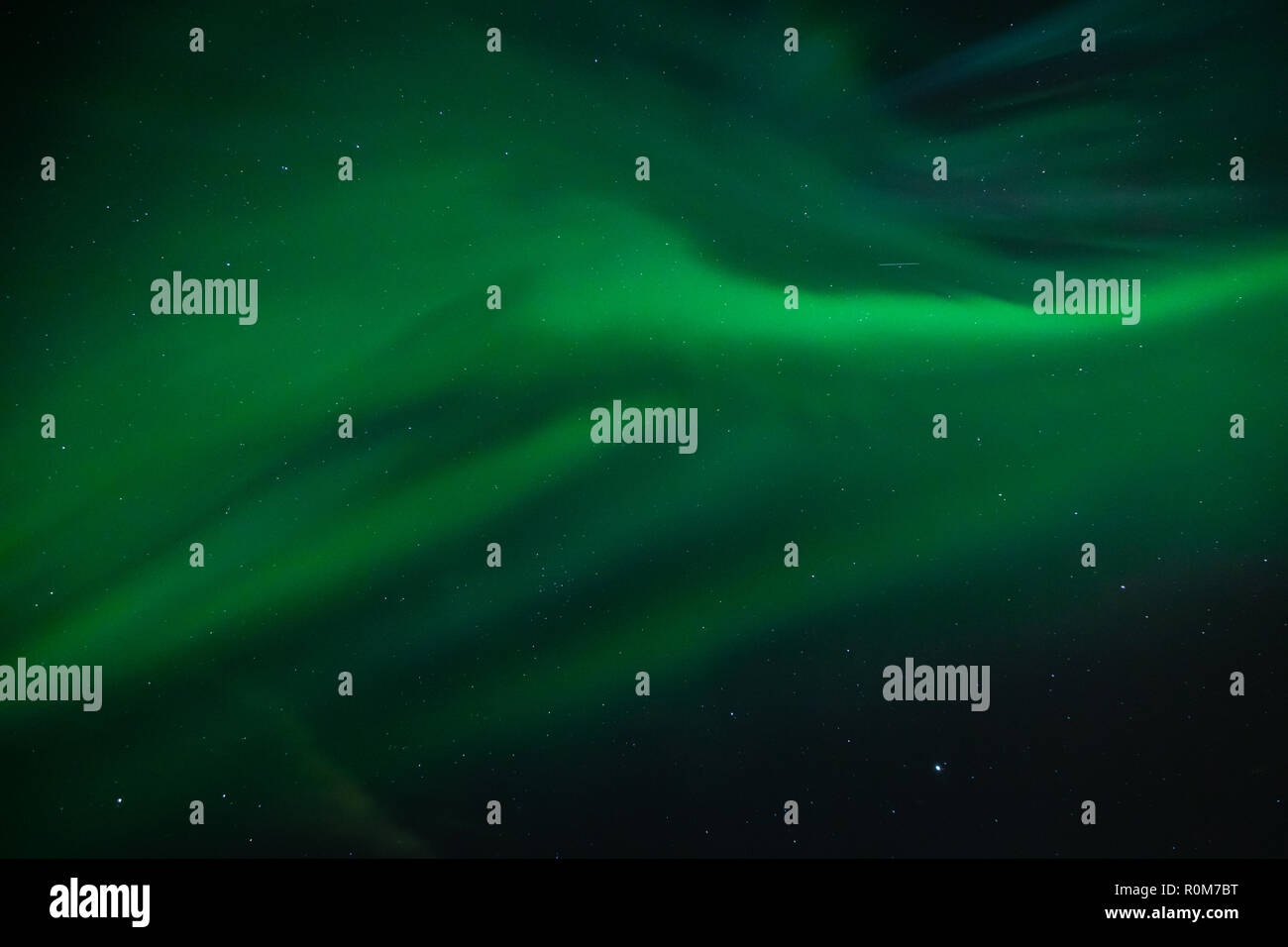 Green northern lights above Trondheimsfjorden in Ranheim, Trondheim ...