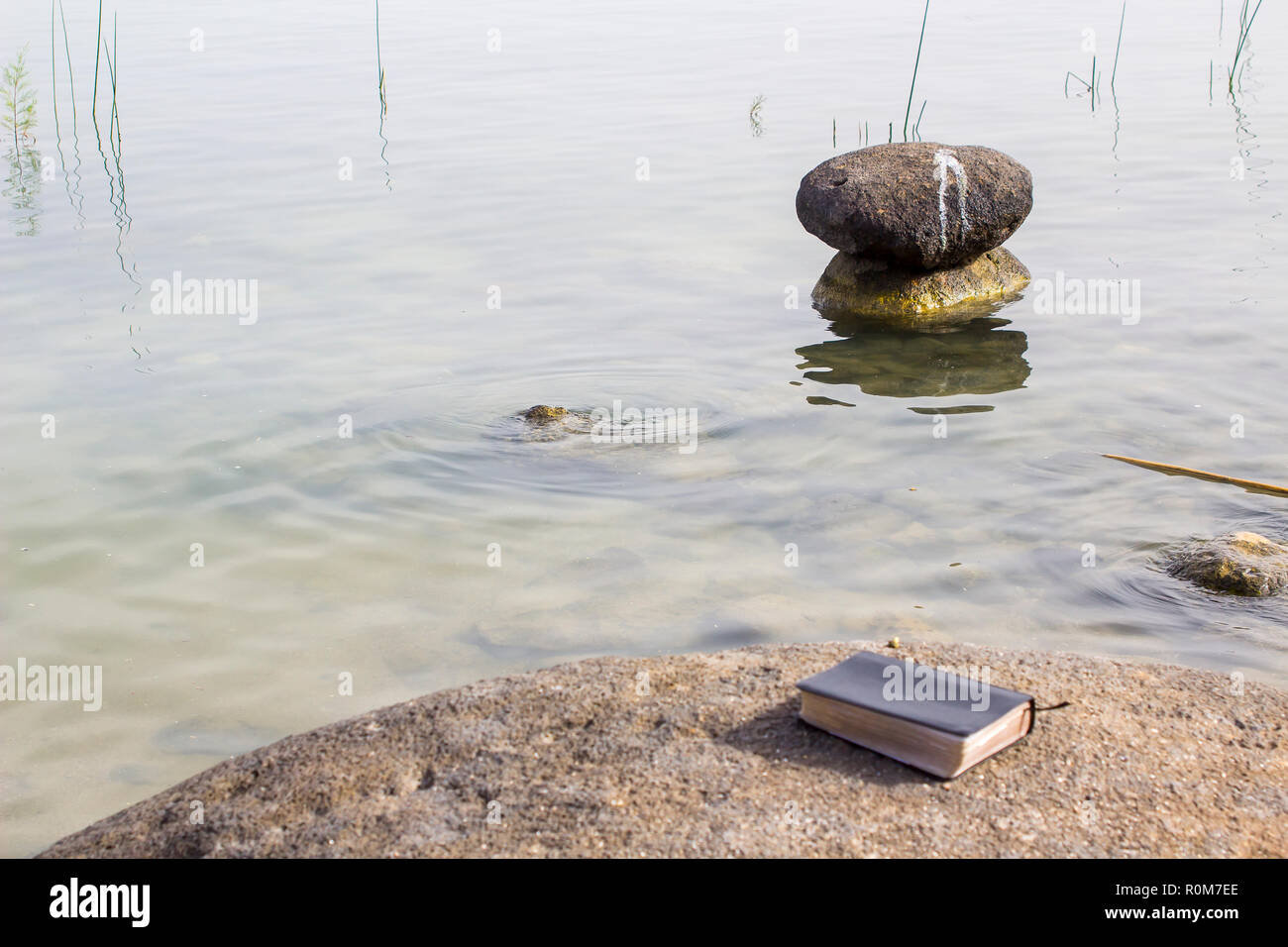 3 May 2018 Rocks piled together in flat calm shallows of the Sea Of ...
