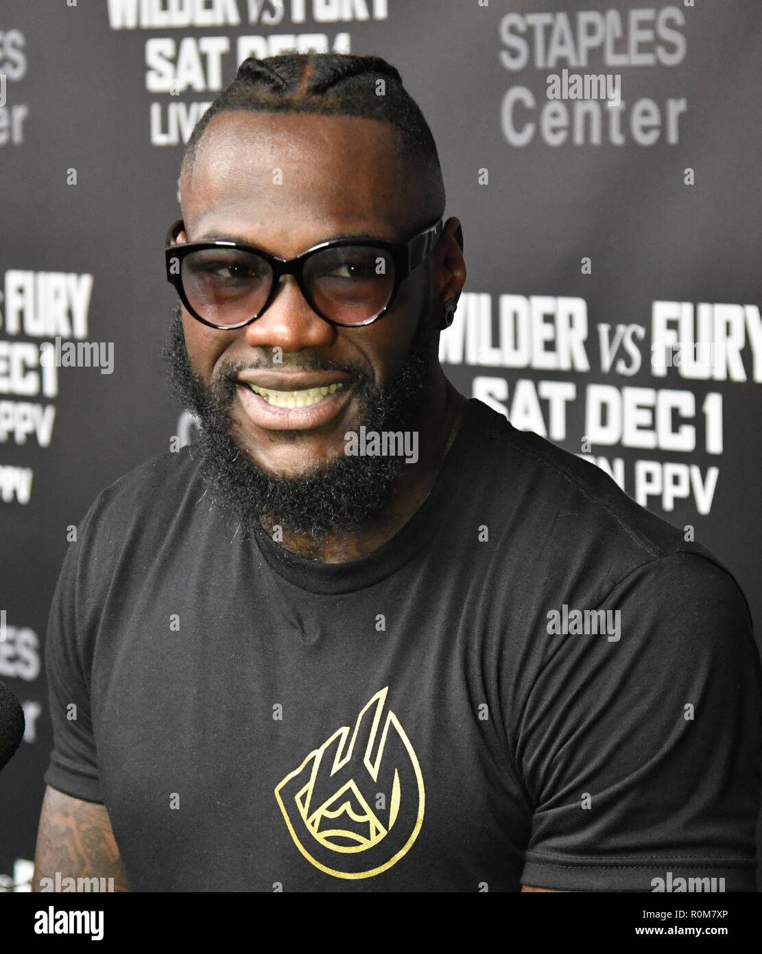 11-5-18. Santa Monica CA. WBC World Champion Deontay Wilder talks to ...
