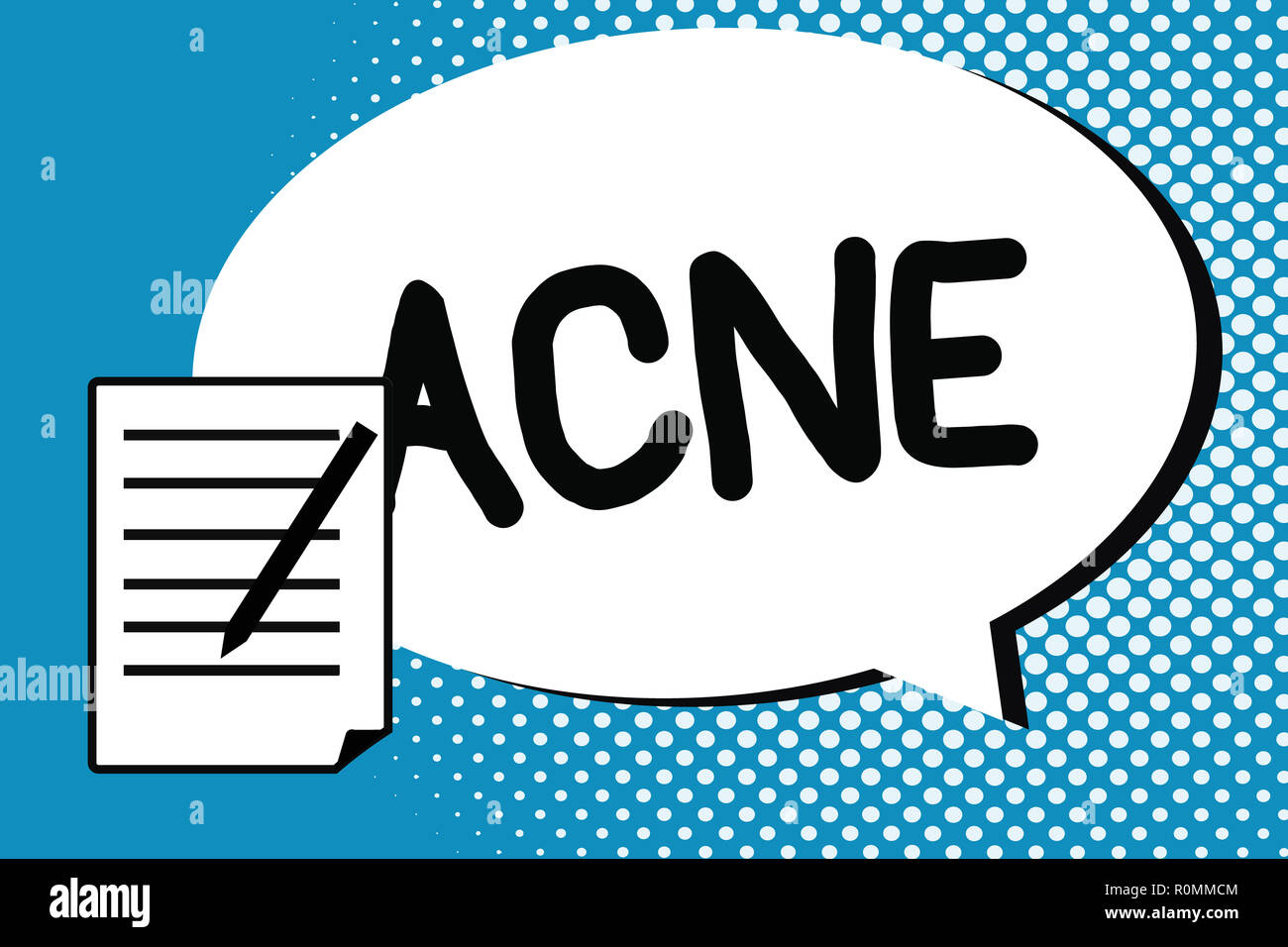 Handwriting text writing Acne. Concept meaning Skin disease involving ...