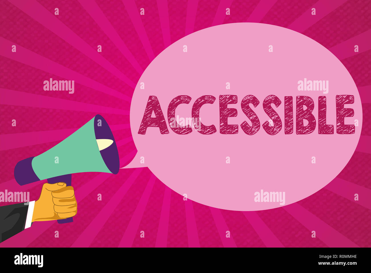 Text sign showing Accessible. Conceptual photo Able to be reached or ...