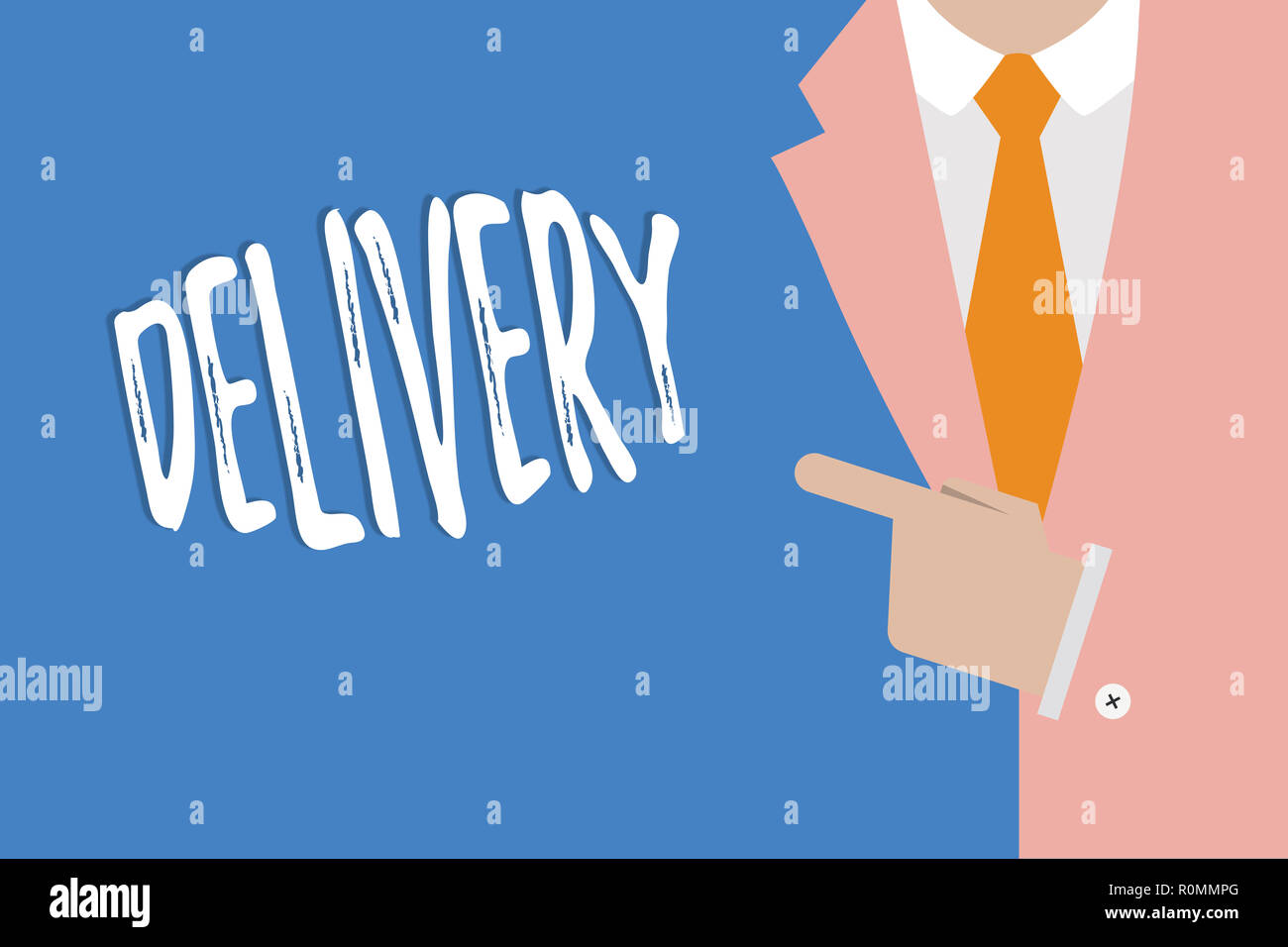 Handwriting text writing Delivery. Concept meaning action of delivering ...
