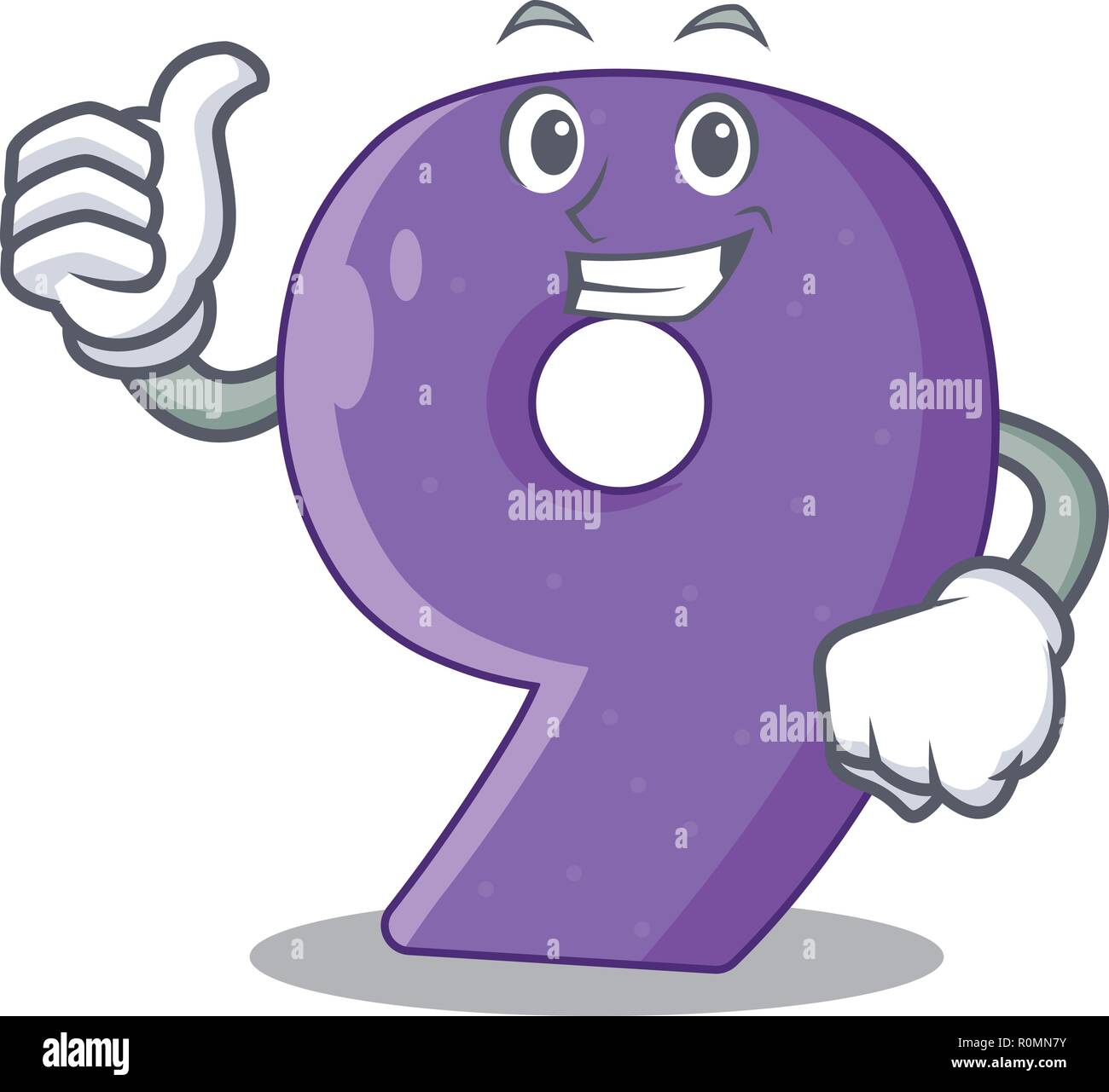 Thumbs up number nine athletics the shaped character Stock Vector Image ...
