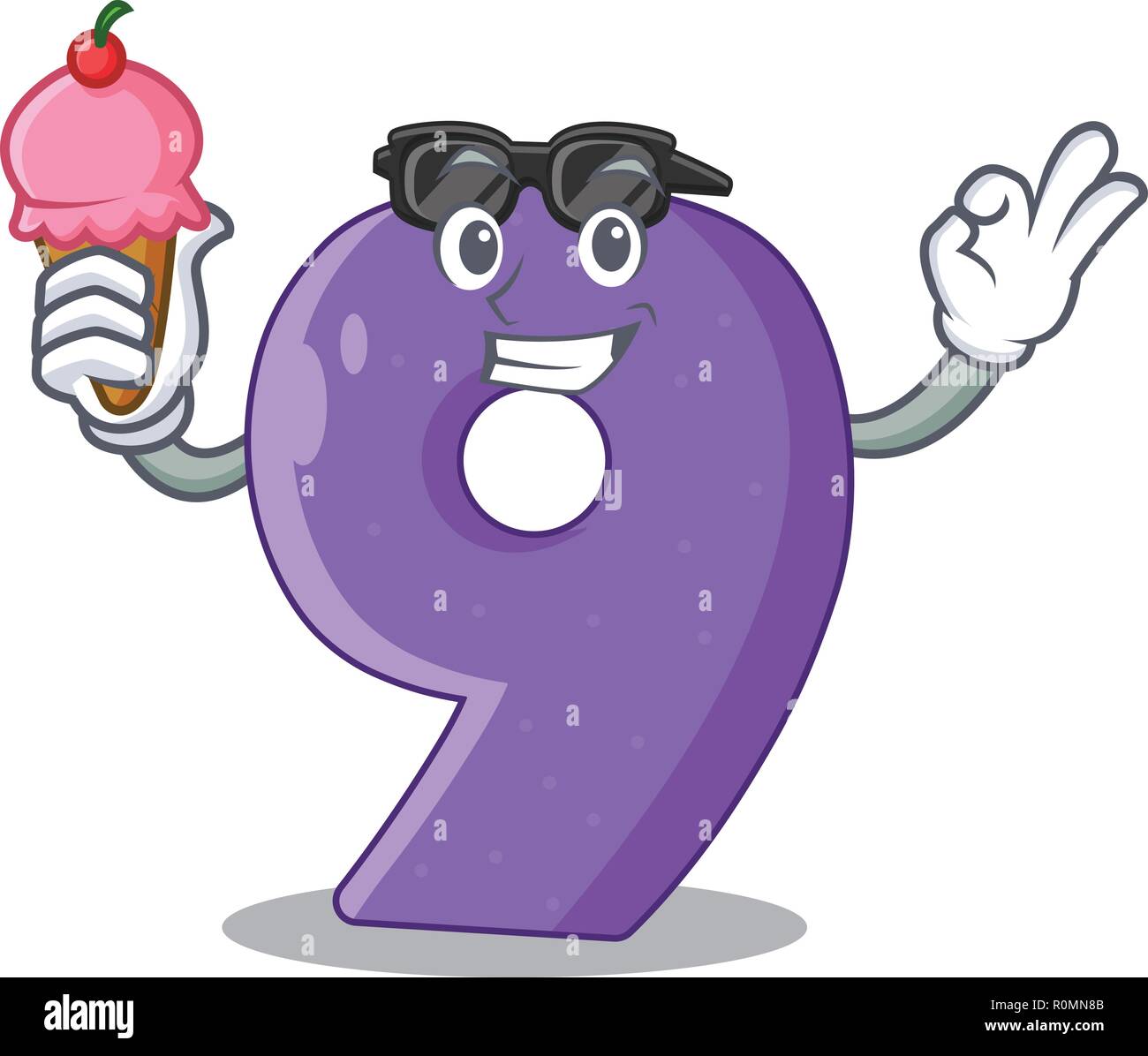 With ice cream number nine athletics the shaped character Stock Vector ...